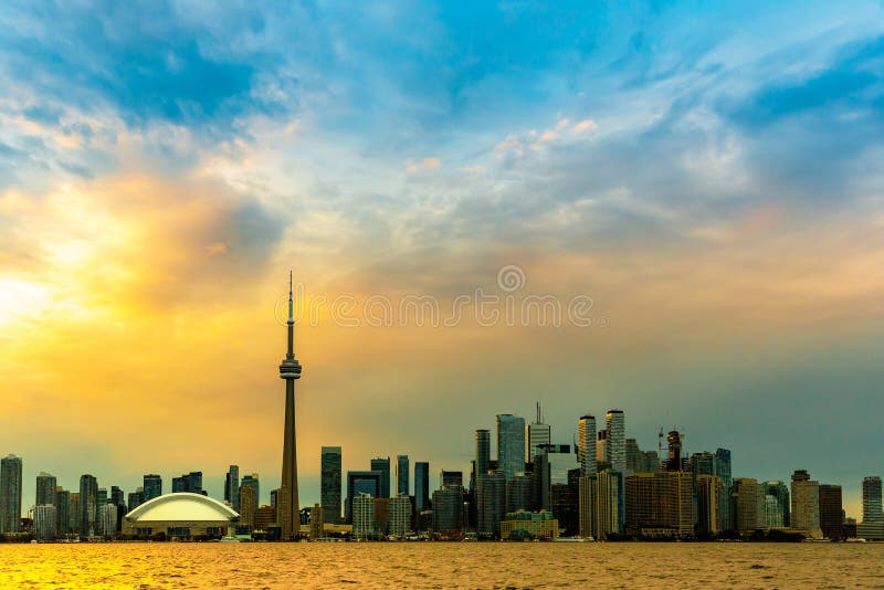 Toronto Skyline at Sunset, Canada Stock Image - Image of panoramic ...