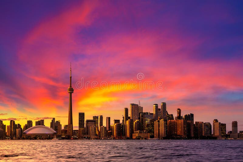 Toronto Skyline at Sunset, Canada Editorial Photography - Image of ...