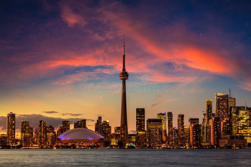 Toronto Skyline at Sunset, Canada Stock Photo - Image of panorama ...