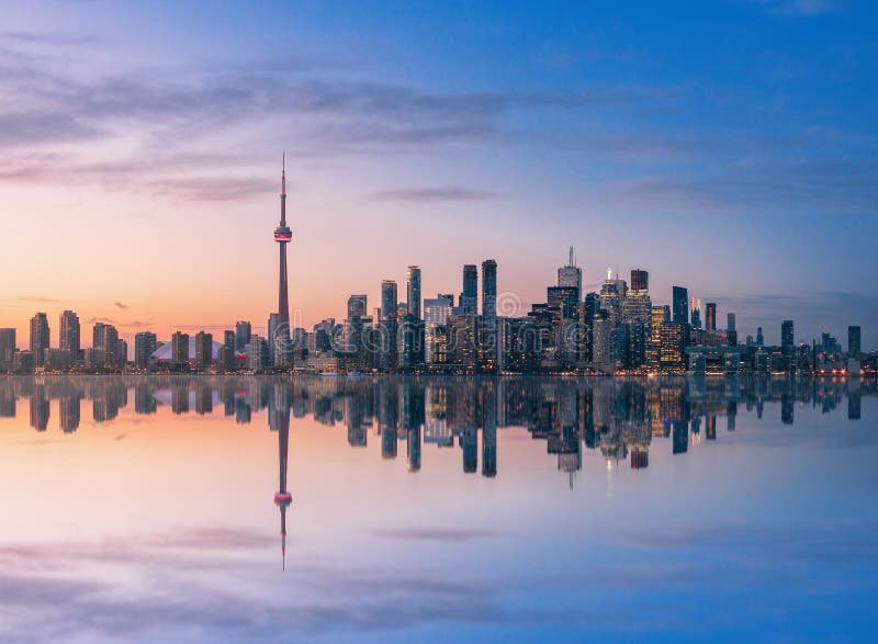 Toronto Skyline at Sunset with Reflection - Toronto, Ontario, Canada ...