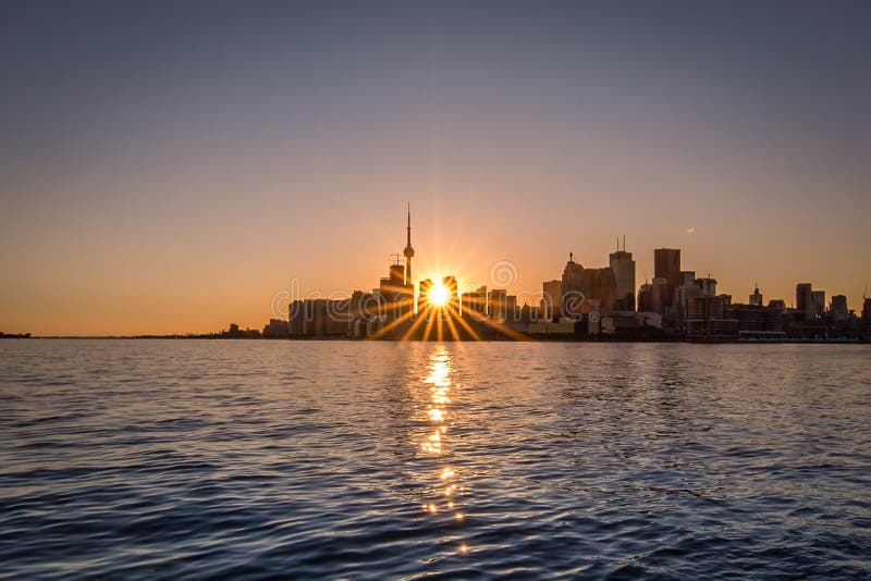 The Toronto Skyline at Sunset Stock Image - Image of hour, lookout ...