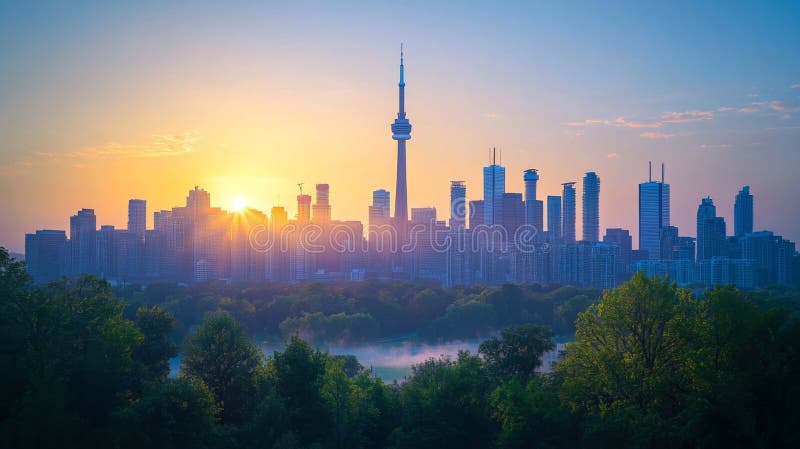 Toronto Sunrise Skyline stock photo. Image of scenic - 335869756