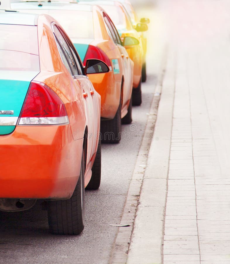 Toronto Taxi Cabs Lined Up Waiting for Customers. Stock Image - Image ...