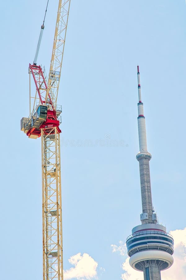 Toronto Tower and Large Crane Stock Photo - Image of toronto, large ...