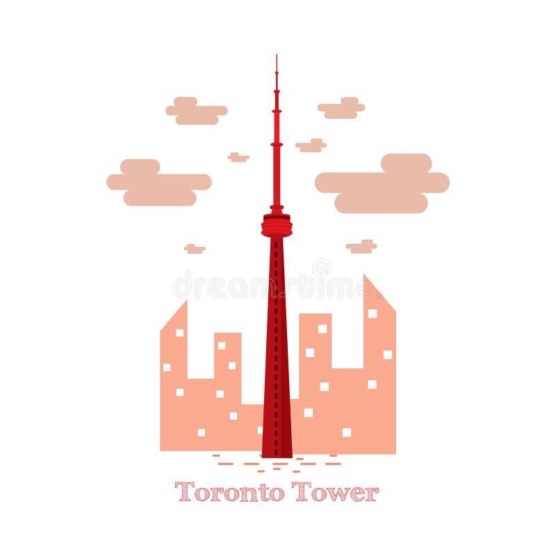 CN Tower Toronto. Vector Icon. Hand Drawn Print. Sticker Design. Stock ...