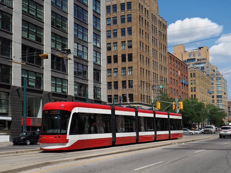 Toronto tram stock image. Image of rapid, tram, cars - 74434543