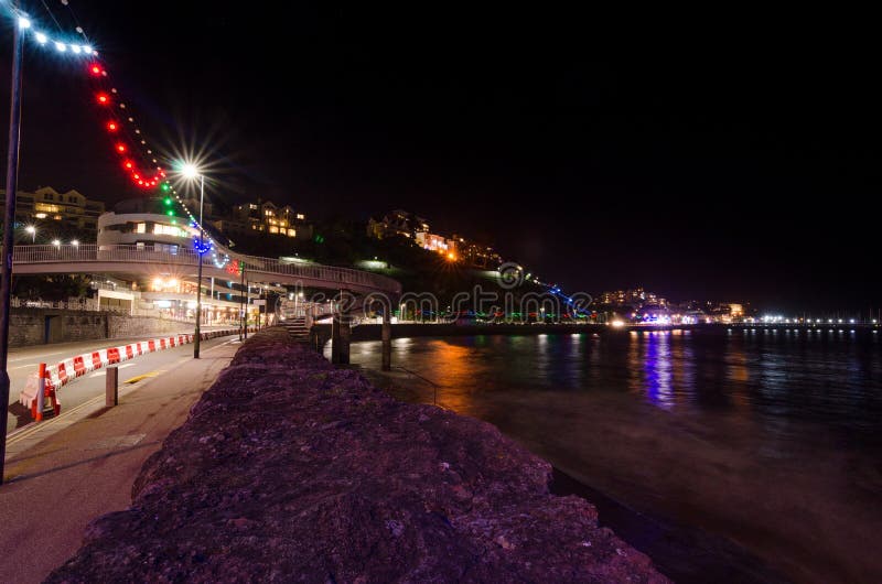 Torquay at night stock image. Image of light, shot, september - 199439243
