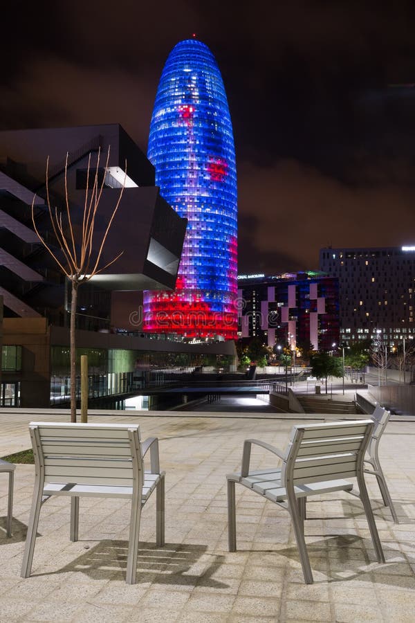 Torre Agbar with Christmas Lights Editorial Stock Image - Image of ...