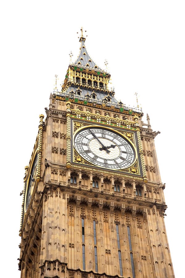 Torre Big Ben En Fondo Blanco Aislado Imagen de archivo - Imagen de ...