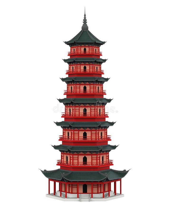 Torre China De La Pagoda Aislada Stock de ilustración - Ilustración de ...
