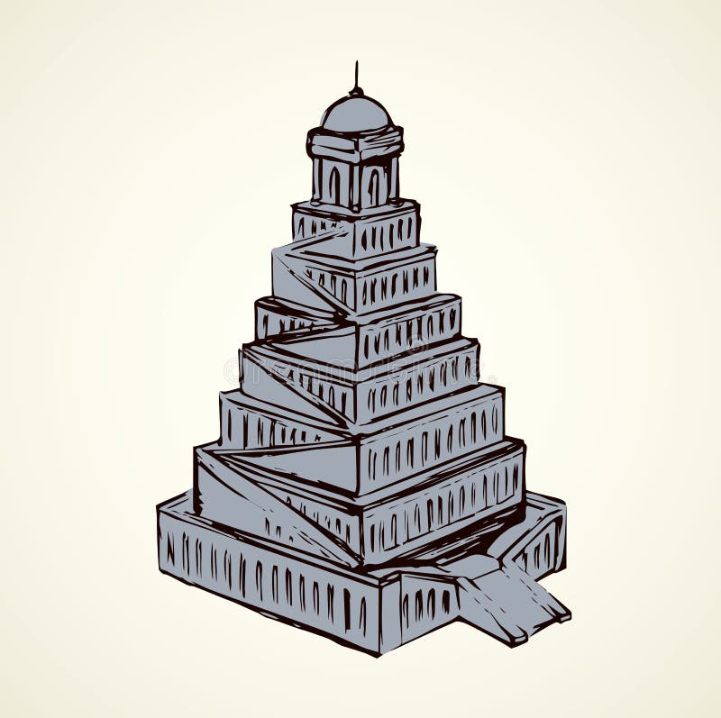 Torre De Babel. Dibujo Vectorial Ilustración del Vector - Ilustración ...