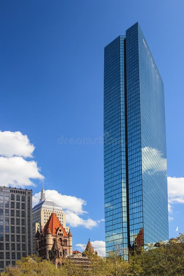Torre De John Hancock E Igreja De Trindade Em Boston Fotografia ...