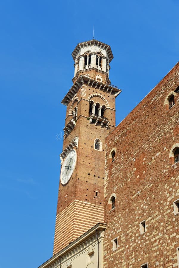 Torre Dei Lamberti is High Tower. Verona. Italy Stock Image - Image of ...
