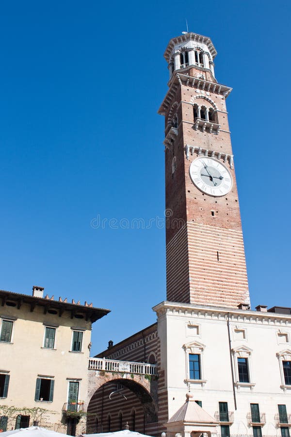 Torre Dei Lamberti (Lamberti Tower) Stock Image - Image of history ...