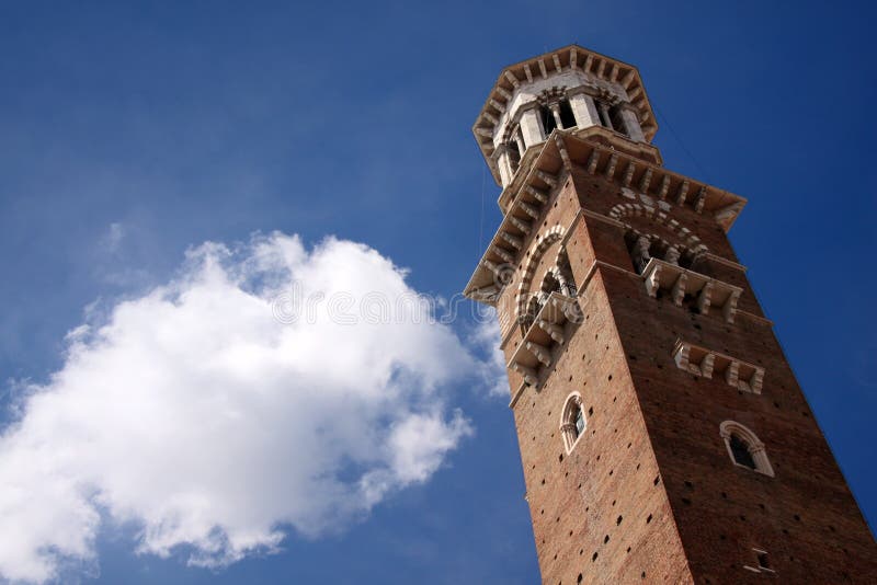 Torre Dei Lamberti in Verona Stock Image - Image of cloud, tourism ...