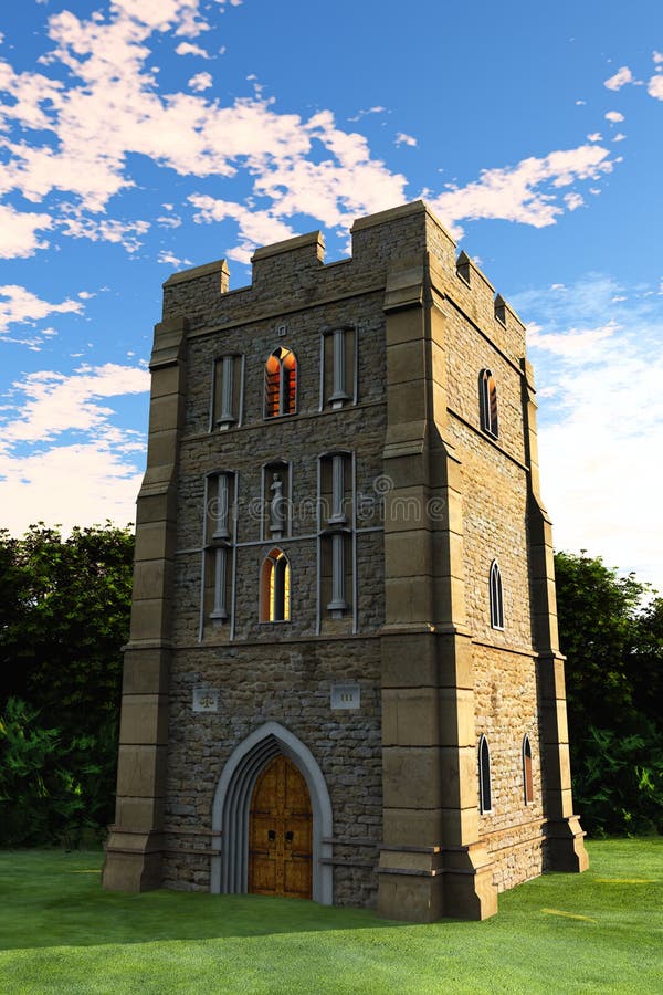 Torre medieval stock de ilustración. Ilustración de verde - 14281136