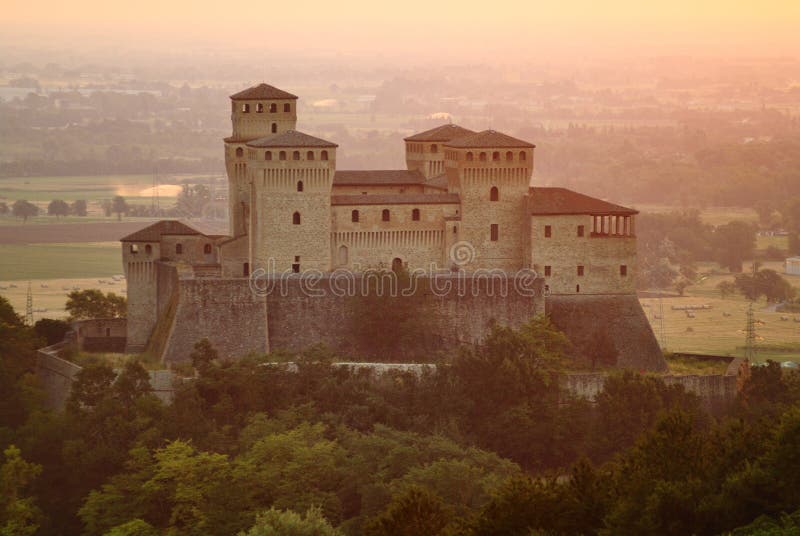 Torrechiara Castle at Sunrise Stock Image - Image of architecture ...