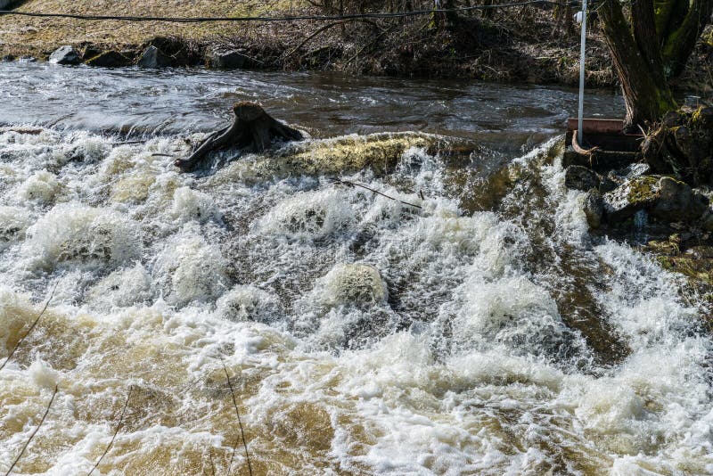 A Torrential River at High Tide in Spring, Germany Stock Image - Image ...