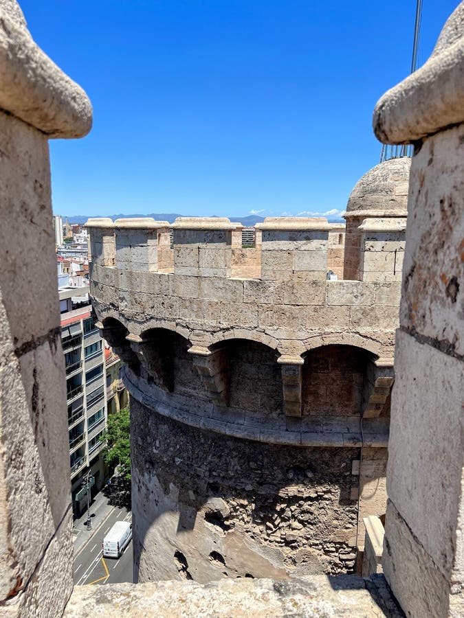 Torres De Quart Tower with City Glimpse Stock Image - Image of spain ...