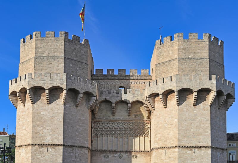 Torres De Serranos Valencia Spain Stock Photo - Image of spain, fort ...