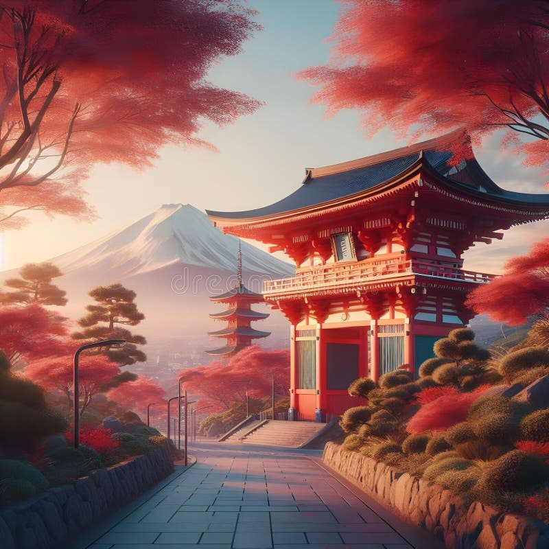 Torri Gate , Fuji Mountain Background. Stock Photo - Image of gate ...