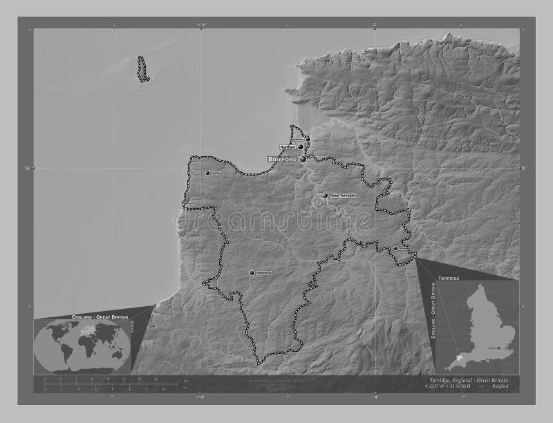 Torridge, England - Great Britain. Grayscale. Labelled Points of Stock ...
