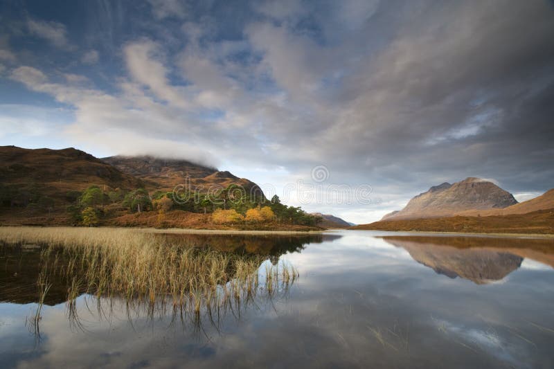 Torridon stock photo. Image of reeds, reflections, landscape - 12615884