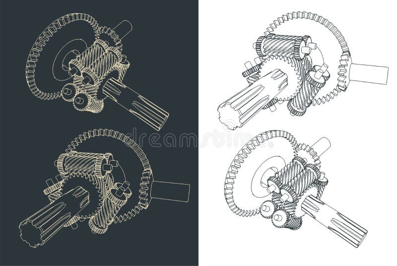 Gear Differential drawings stock vector. Illustration of component ...