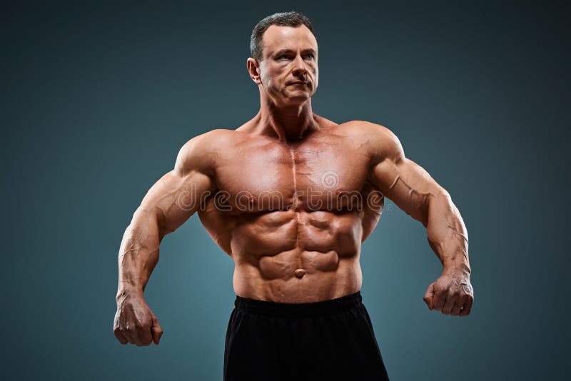 Torso Attractive Male Body Builder Gray Background Stock Photos - Free ...