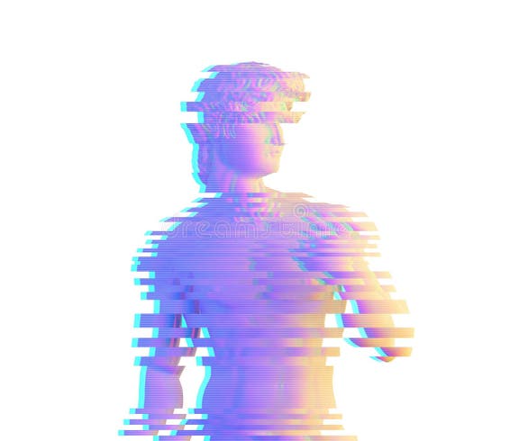 Torso of David with Glitch Effect Stripes Stock Illustration ...