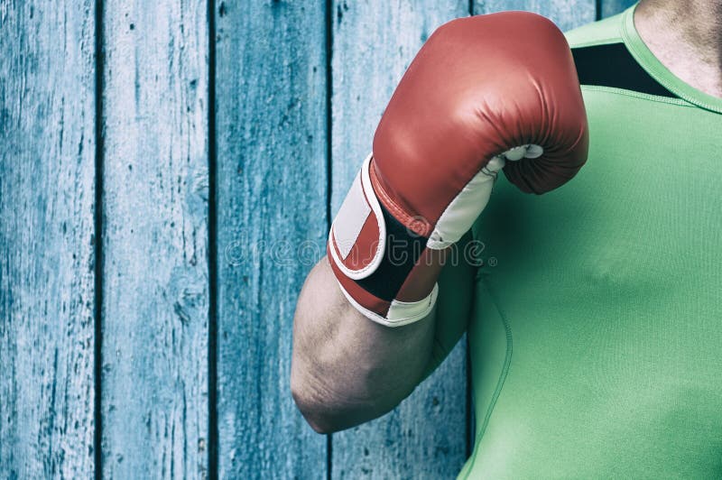 Torso of a Man and a Right-hand Man in Red Boxing Gloves Stock Image ...