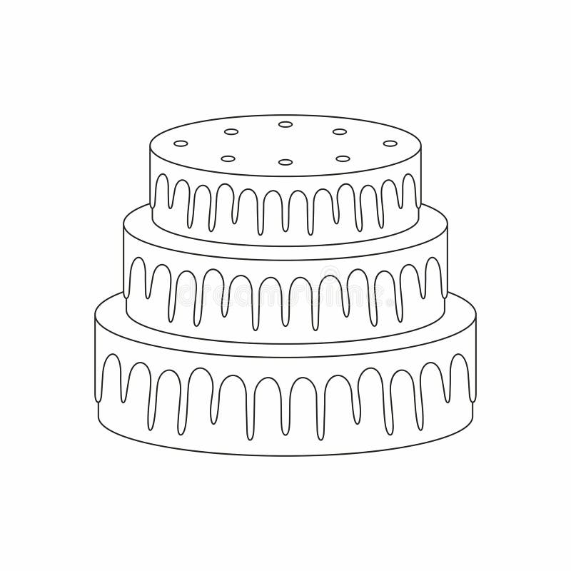 Torta, línea estilo fina ilustración del vector. Ilustración de ...
