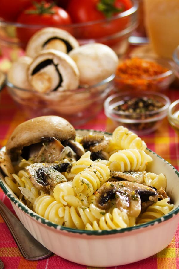 Tortiglioni Pasta with Mushrooms Stock Image - Image of lunch, fungi ...
