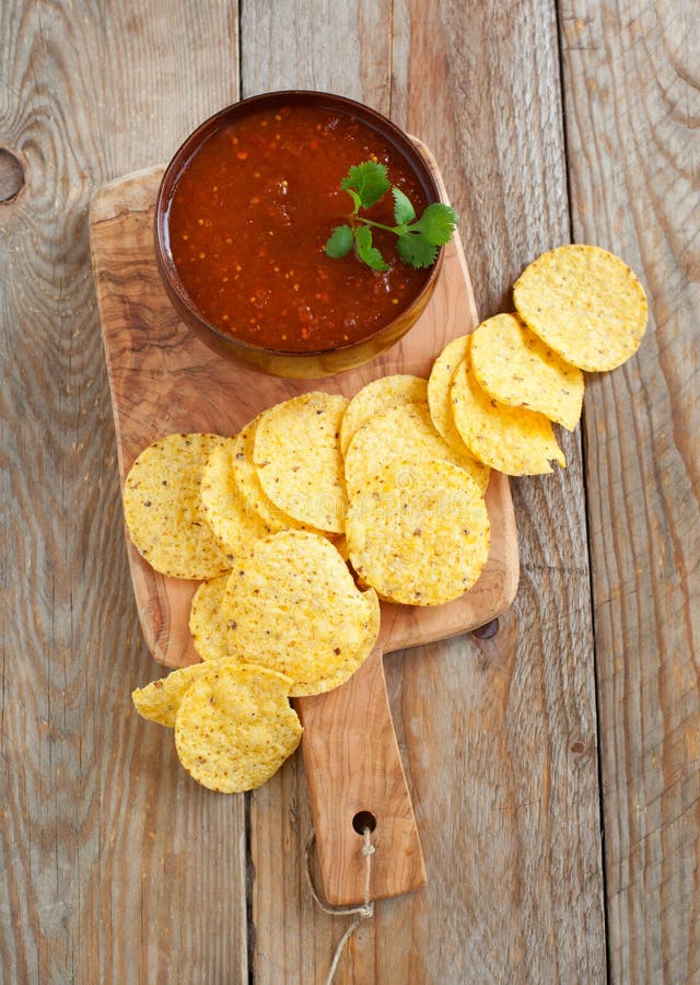 Tortilla Chips Served with a Salsa Sauce Stock Image - Image of fried ...