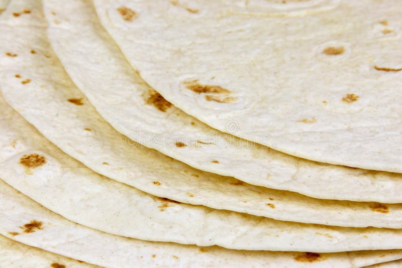 Tortilla Flat Bread Wraps in a Pile Close Up Stock Photo - Image of ...