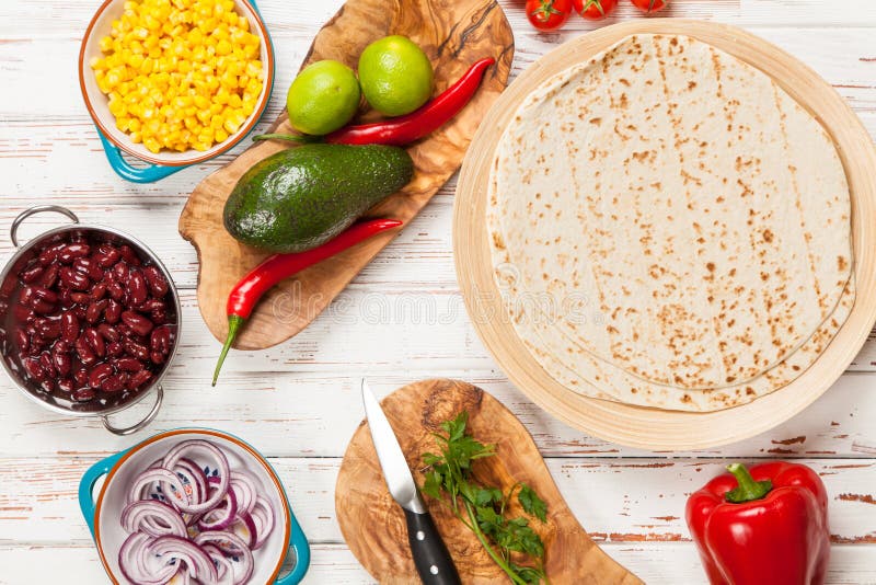 Tortilla with a Mix of Ingredients Stock Image - Image of meal, plate ...