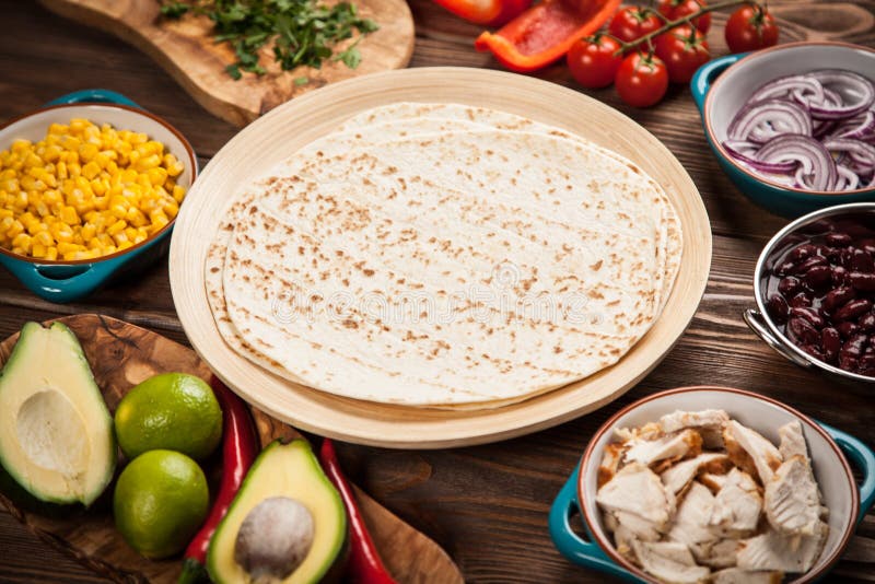 Tortilla with a Mix of Ingredients Stock Image - Image of green ...