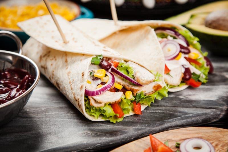 Tortilla with a Mix of Ingredients Stock Photo - Image of bread ...