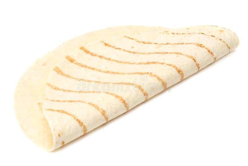 Tortilla Wrap with Fried Chicken Meat and Vegetables Isolated on White ...