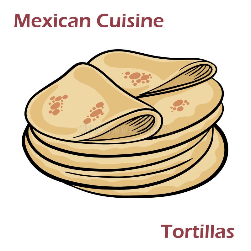 Tortillas Mexicanas. Pila De Tortillas De Pan Plano Ilustración del ...