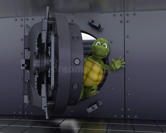 Tortoise in a bank vault stock illustration. Illustration of strength ...