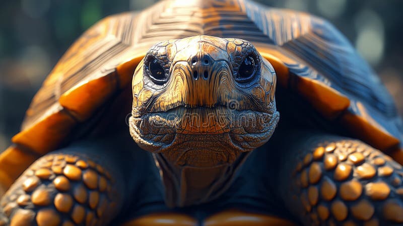 Close-up of a Tortoise Showcasing Intricate Shell Patterns in a Natural ...