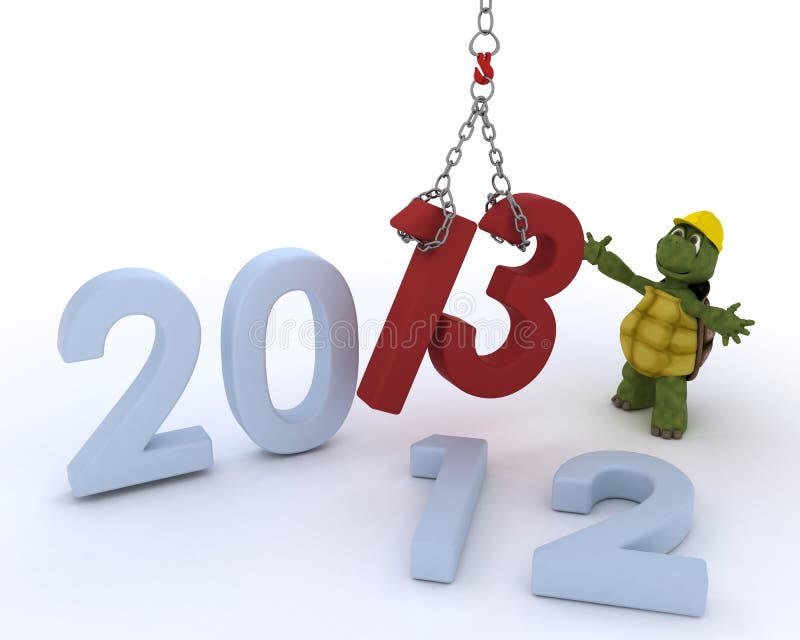 Tortoise Bringing in the New Year Stock Illustration - Illustration of ...