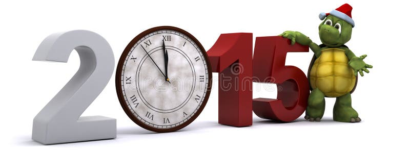 Tortoise with a Clock at New Years Stock Illustration - Illustration of ...