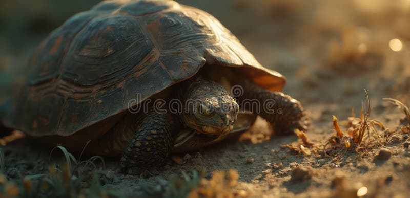 A Tortoise Crawling on the Ground in the Sun Stock Image - Image of ...