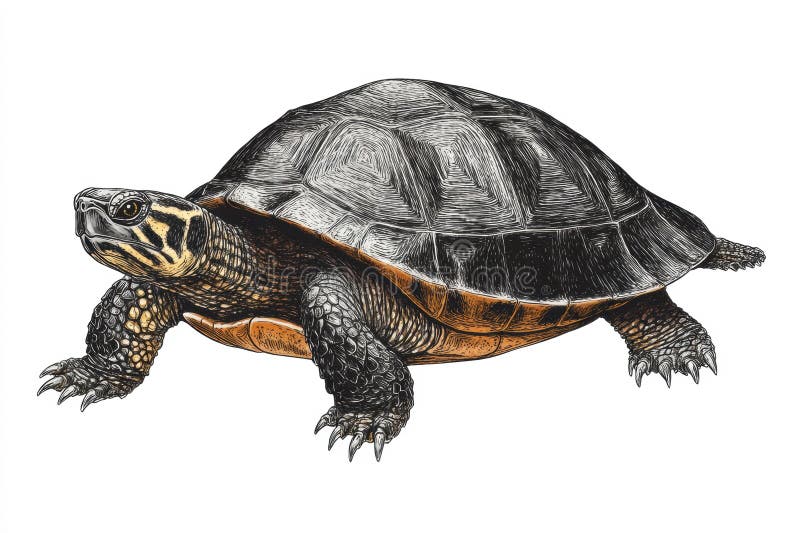 Detailed Illustration of a Tortoise Showcasing Its Intricate Shell ...