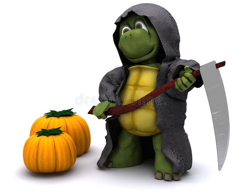 Tortoise Dressed As the Grim Reaper for Halloween Stock Illustration ...