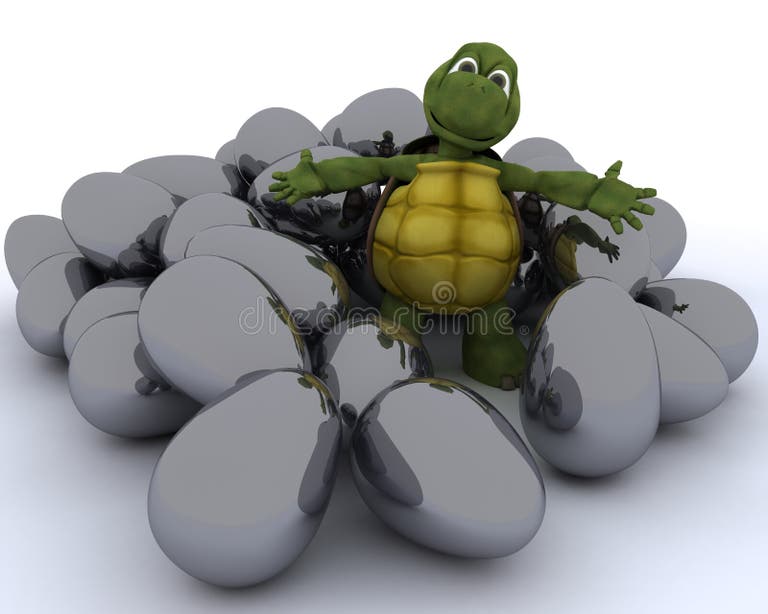 Tortoise with easter eggs stock illustration. Illustration of render ...