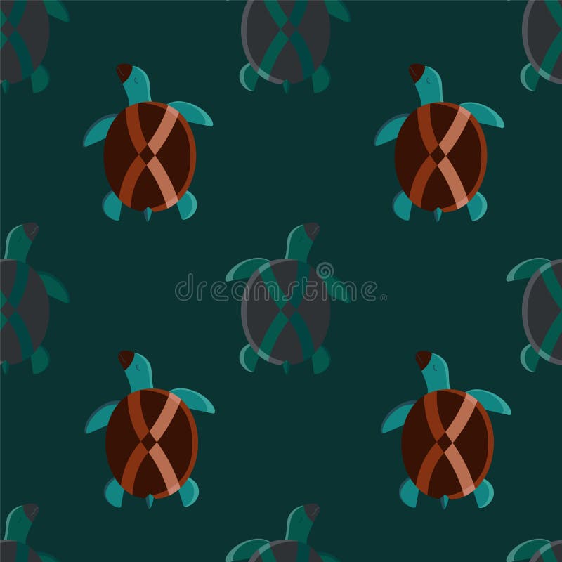 Tortoise, Green and Blue Turtle Kids Flat Seamless Pattern for Textile ...