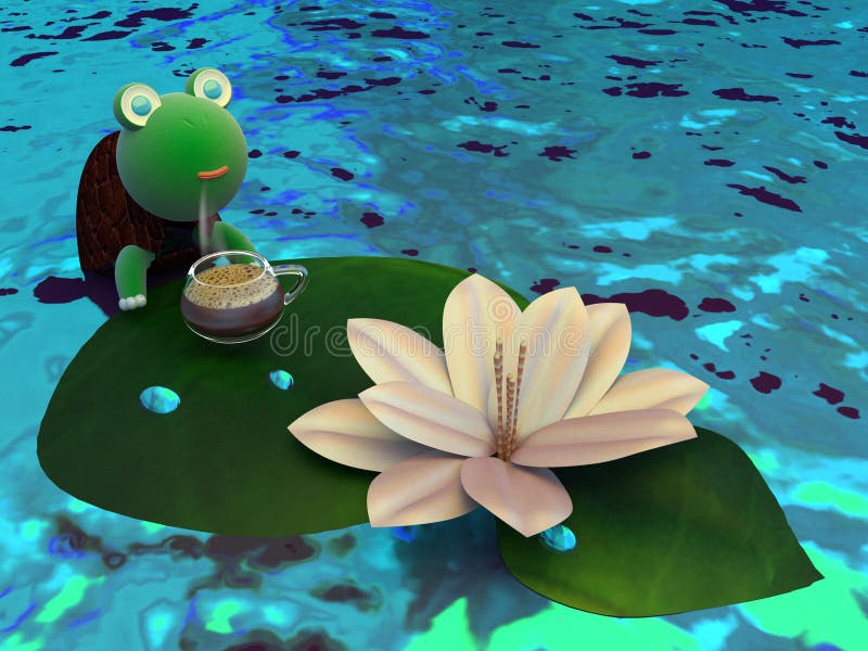 Tortoise on Holiday Drinks Coffee Stock Illustration - Illustration of ...